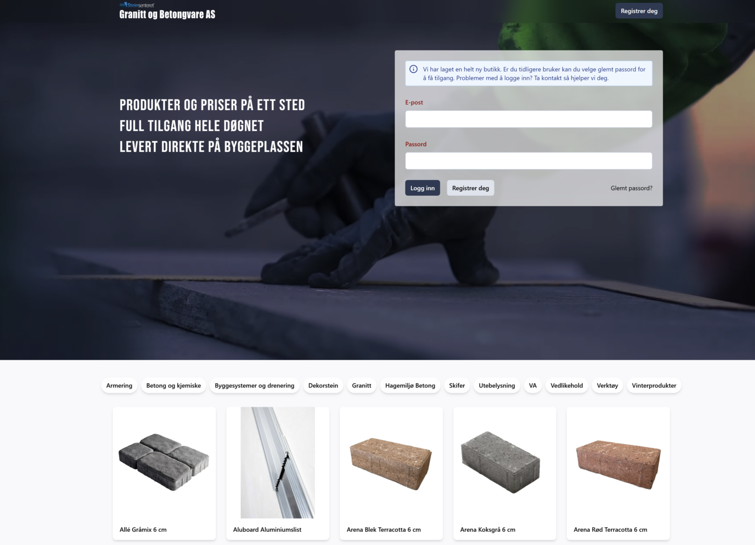 Ny nettbutikk for proffkunden! | Granitt og Betongvare